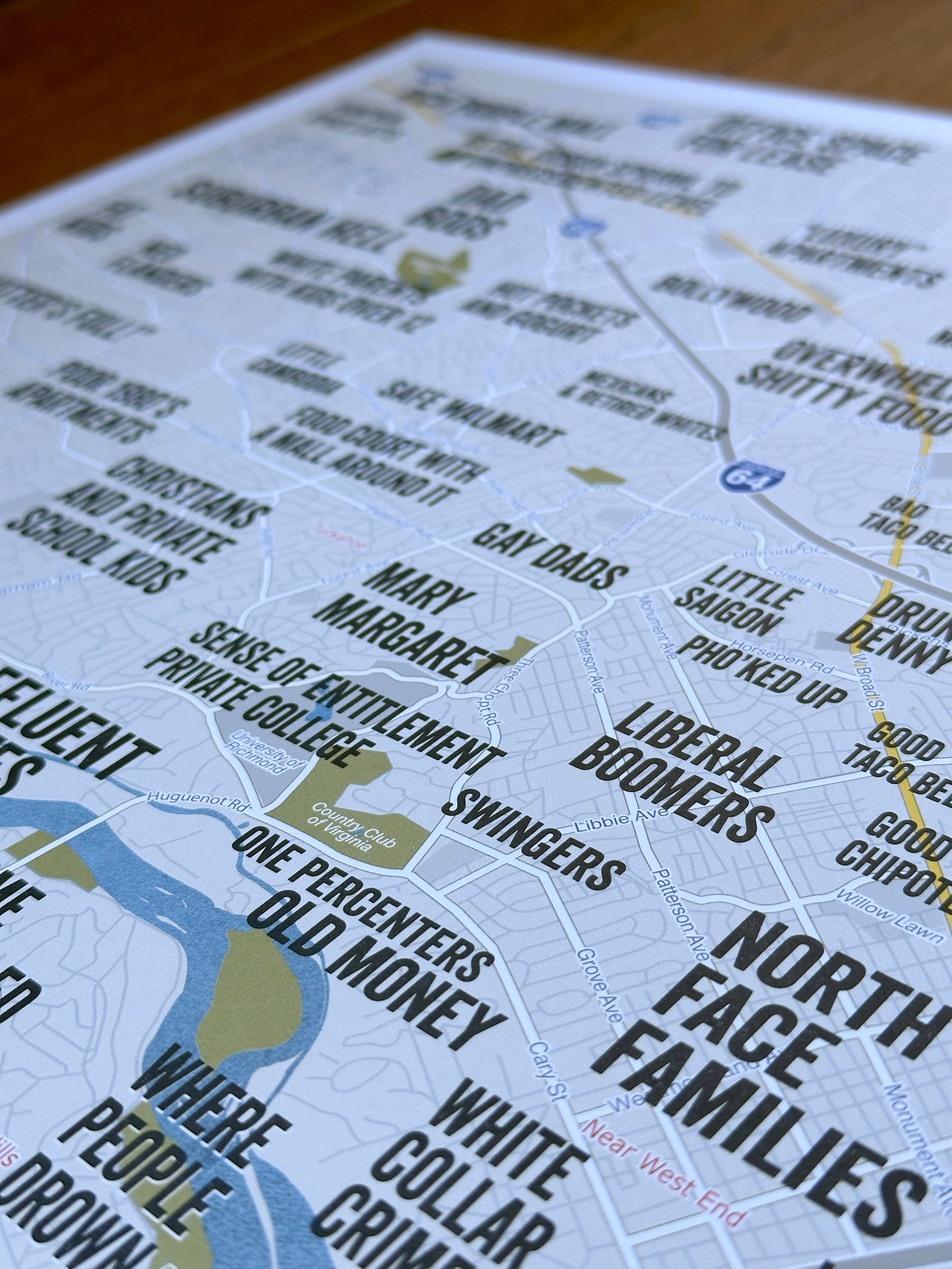 Judgmental Map of Richmond Virginia 18"x24" Print - Etsy