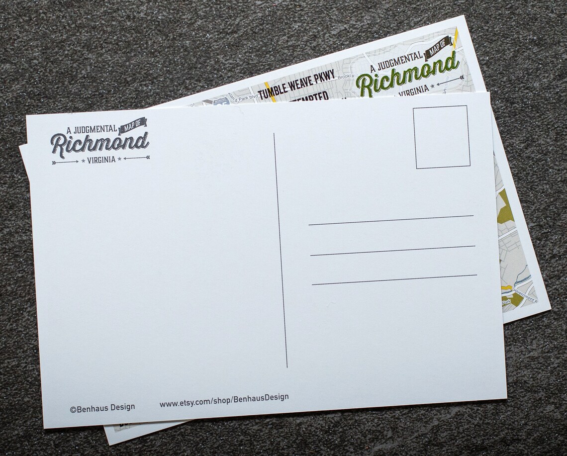 Judgmental Map of Richmond Virginia - 10 Postcards - Etsy