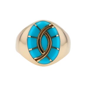 Zuni Style Turquoise Inlay Estate 14k Yellow Gold Ring - Etsy