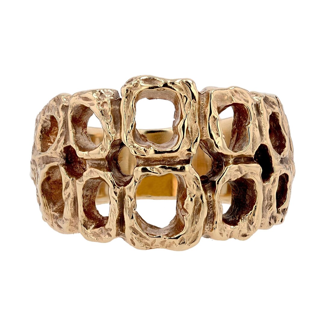 Brutalist 14k Gold Mid-century Ring - Etsy