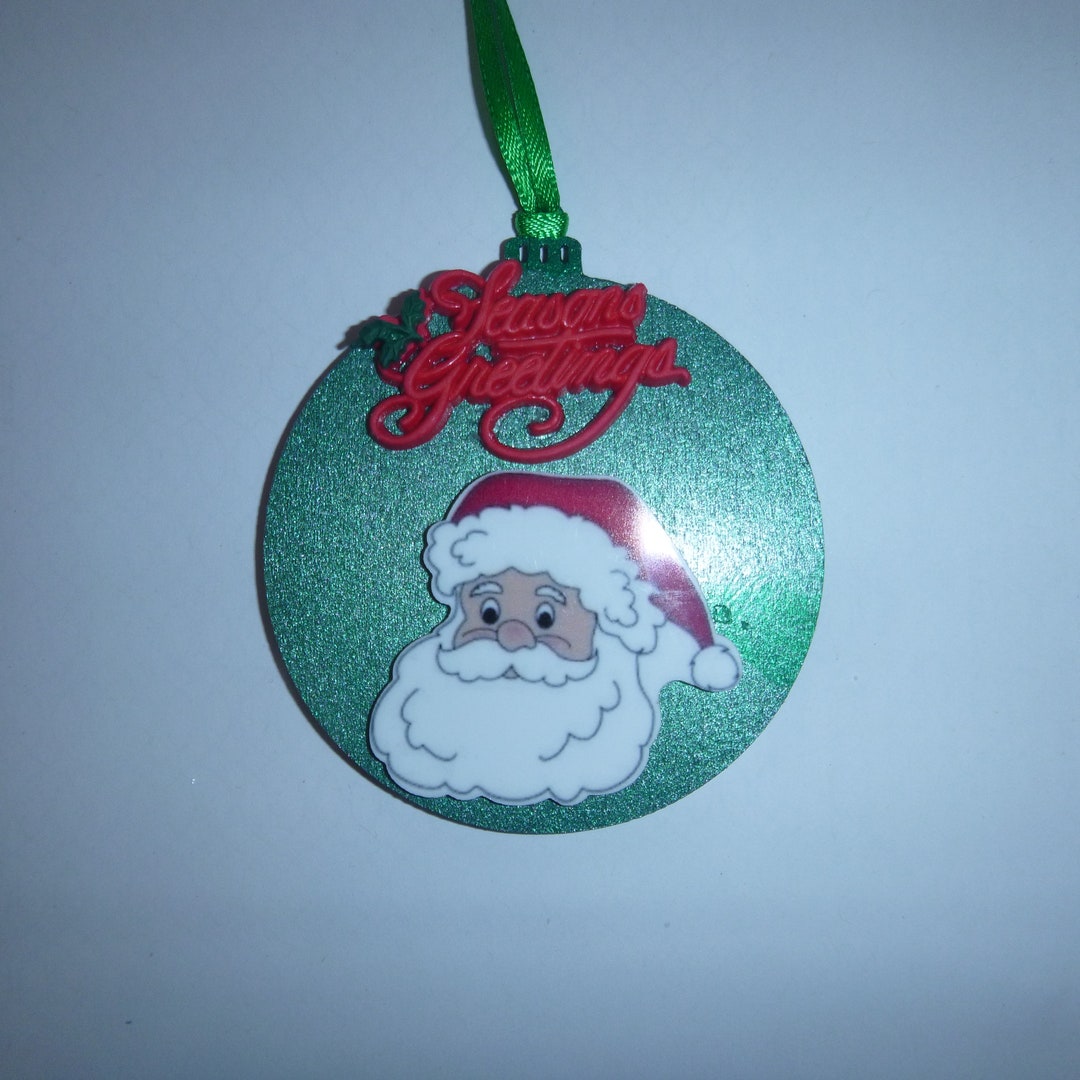 Santa Claus Wood Disc Ornament: Seasons Greetings, Truck Design - Etsy