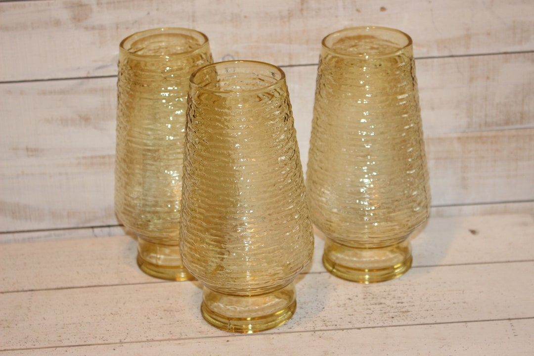 One Vintage Anchor Hocking Soreno Gold Glass Light Globe Lido Honey ...