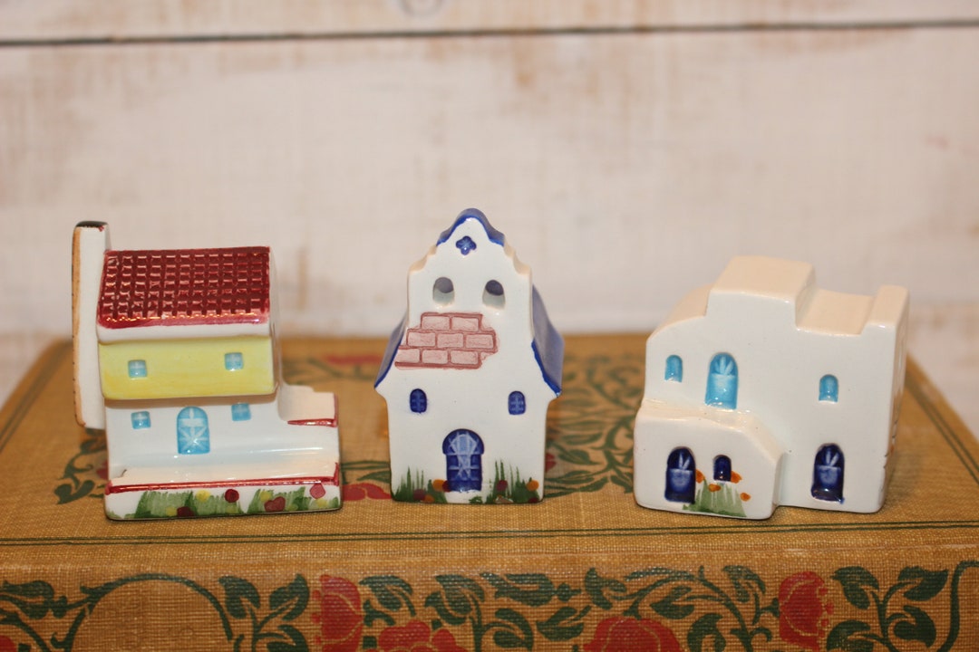 Vintage Ceramic Miniature Greek Houses Set of 3 Ceramik Handmade in ...