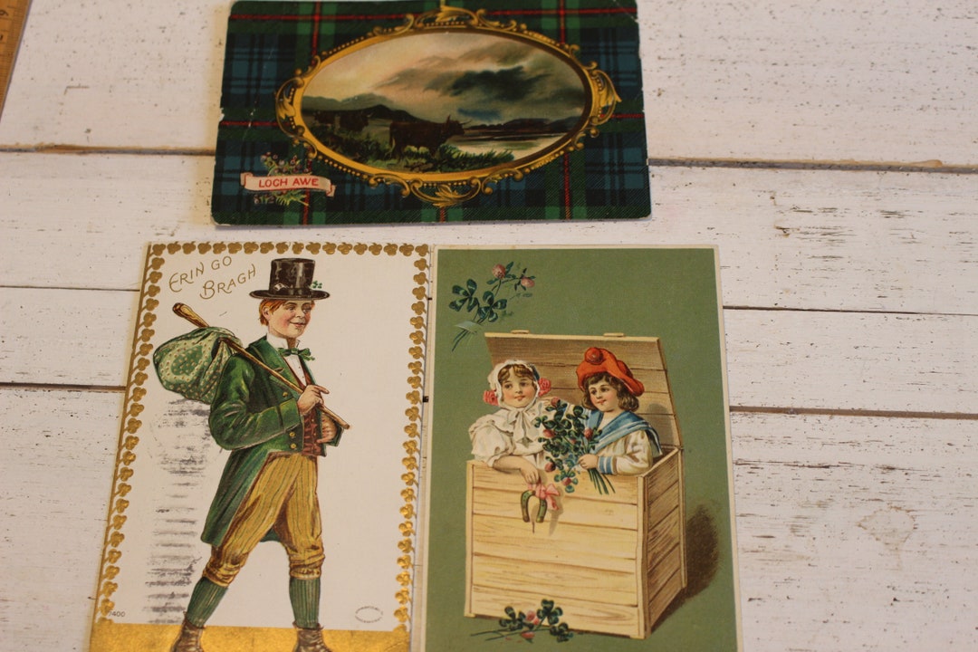 3 Antique Irish Post Cards St. Patrick's Day Loch Awe Plaid Cows by ...