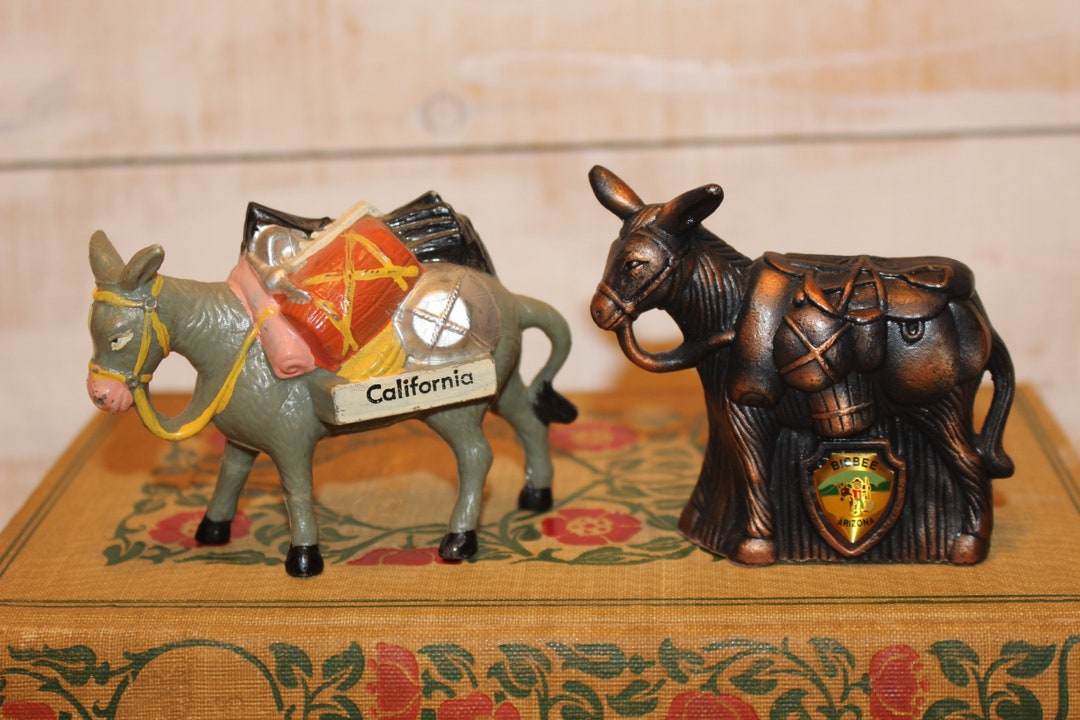 Pair of Donkey/pack Mule Souvenir Figurines California Plastic Donkey ...