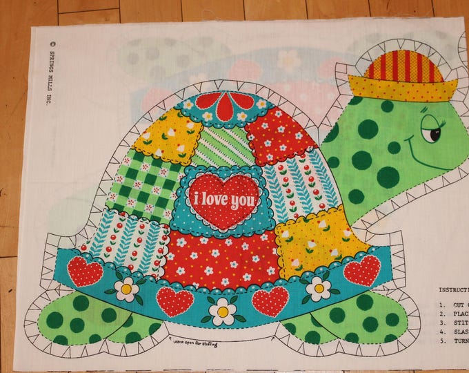 Vintage Patchwork Turtle Fabric Panel Spring Mills Cut & Sew Turtle ...