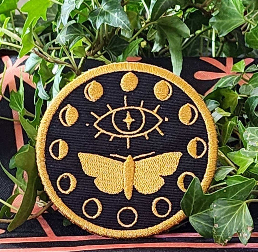 Moon Phases and Moth Embroidered Patch - Witchy Iron on Patch - Evil ...