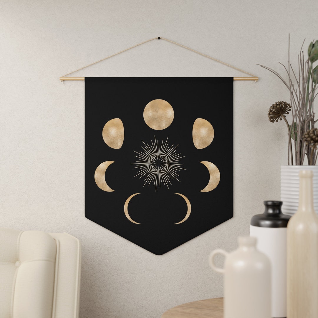 Moon Phases Wall Hanging - Halloween Celestial Home Decor - Lunar Cycle ...