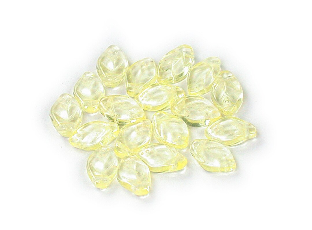 Pale Weak Uranium Yellow UV Active Transparent 7 X 12mm Leaves. Set of ...