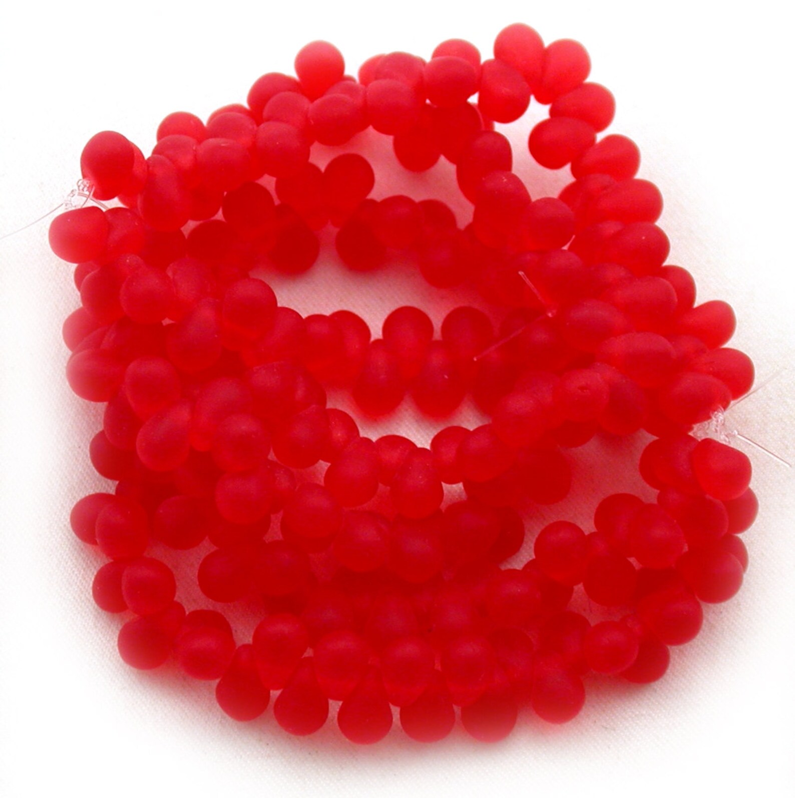 Red Transparent Matte 4 X 6mm Drops. Set of 50. | Etsy