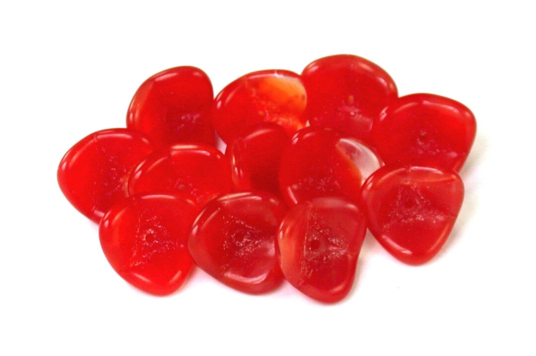 Tomato Red Opaque Crystal Transparent 10 X 12mm Three Sided Cup Flowers ...