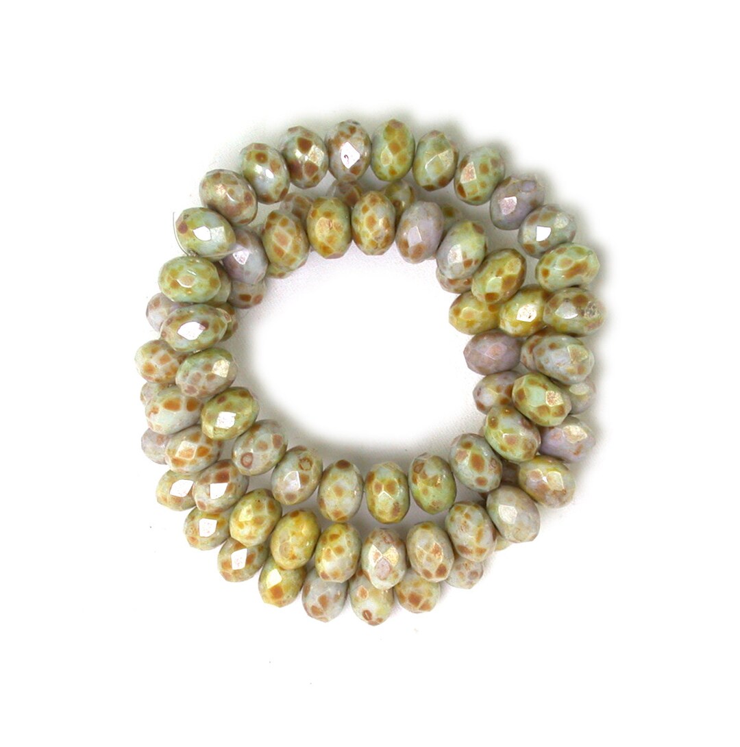 Greenstone Beige Opaque W/ Picasso 6 X 9mm Rondelles. Set of 25. - Etsy