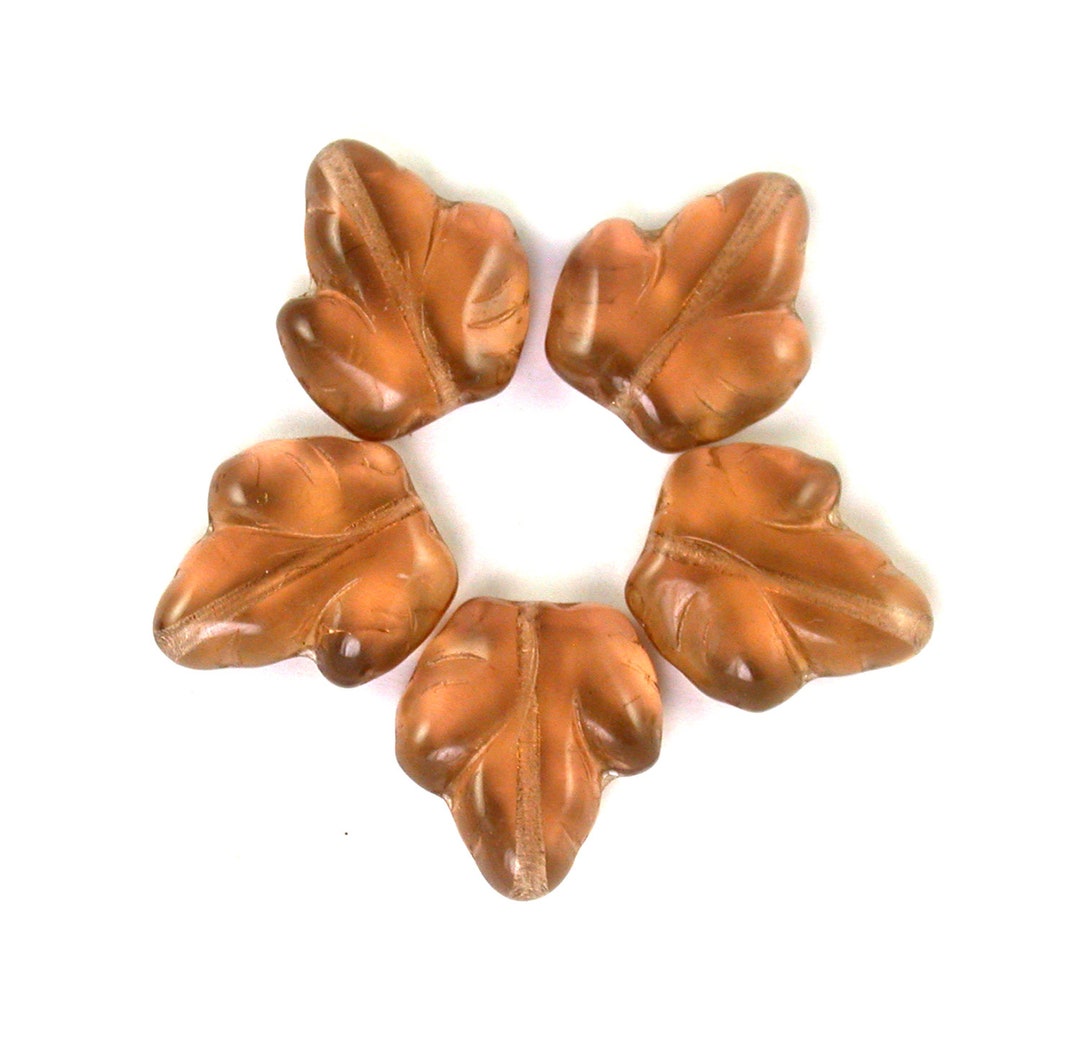 Light Topaz Brown 15 X 13mm Carved Grape Leaf Beads. Set of 12. - Etsy