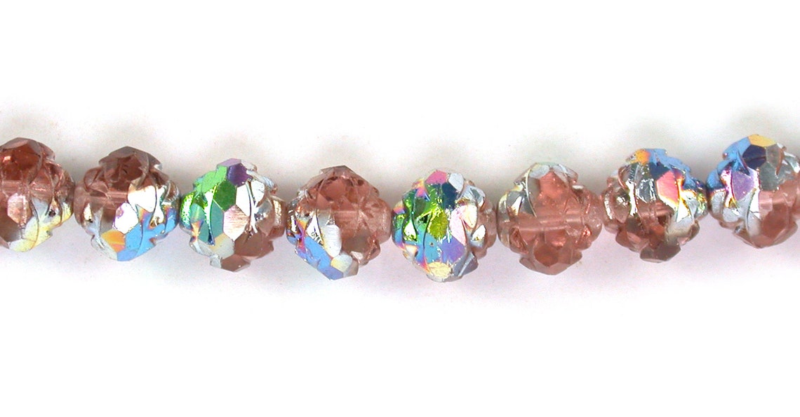 Rose Pink Transparent Gold Silver Vitrail Finish 8 X 7mm | Etsy