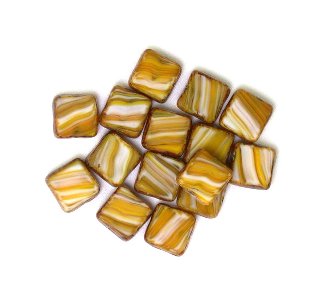 Golden Brown Transparent White Opaque Streaks W/ Picasso Table Cut 10mm ...