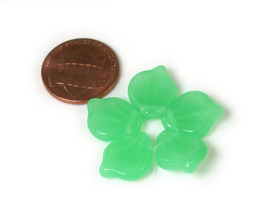 Jade Green Opaline Glass UV Active 12 X 15mm Petal Beads. Set of 20. - Etsy