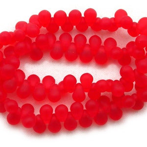 Red Transparent Matte 4 X 6mm Drops. Set of 50 or 100. - Etsy