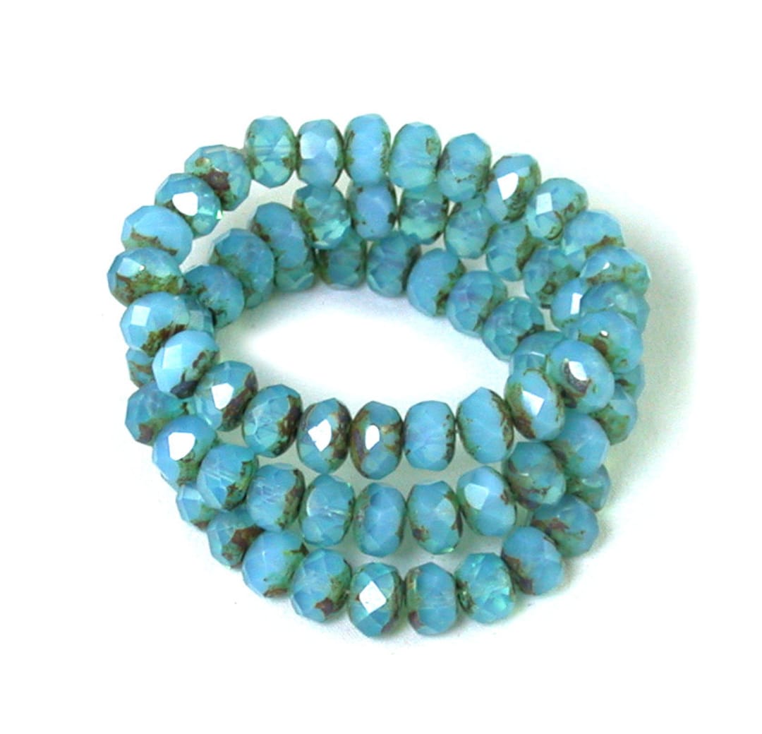 Bright Turquoise Blue Opaline W/ Picasso Finish 6 X 9mm - Etsy