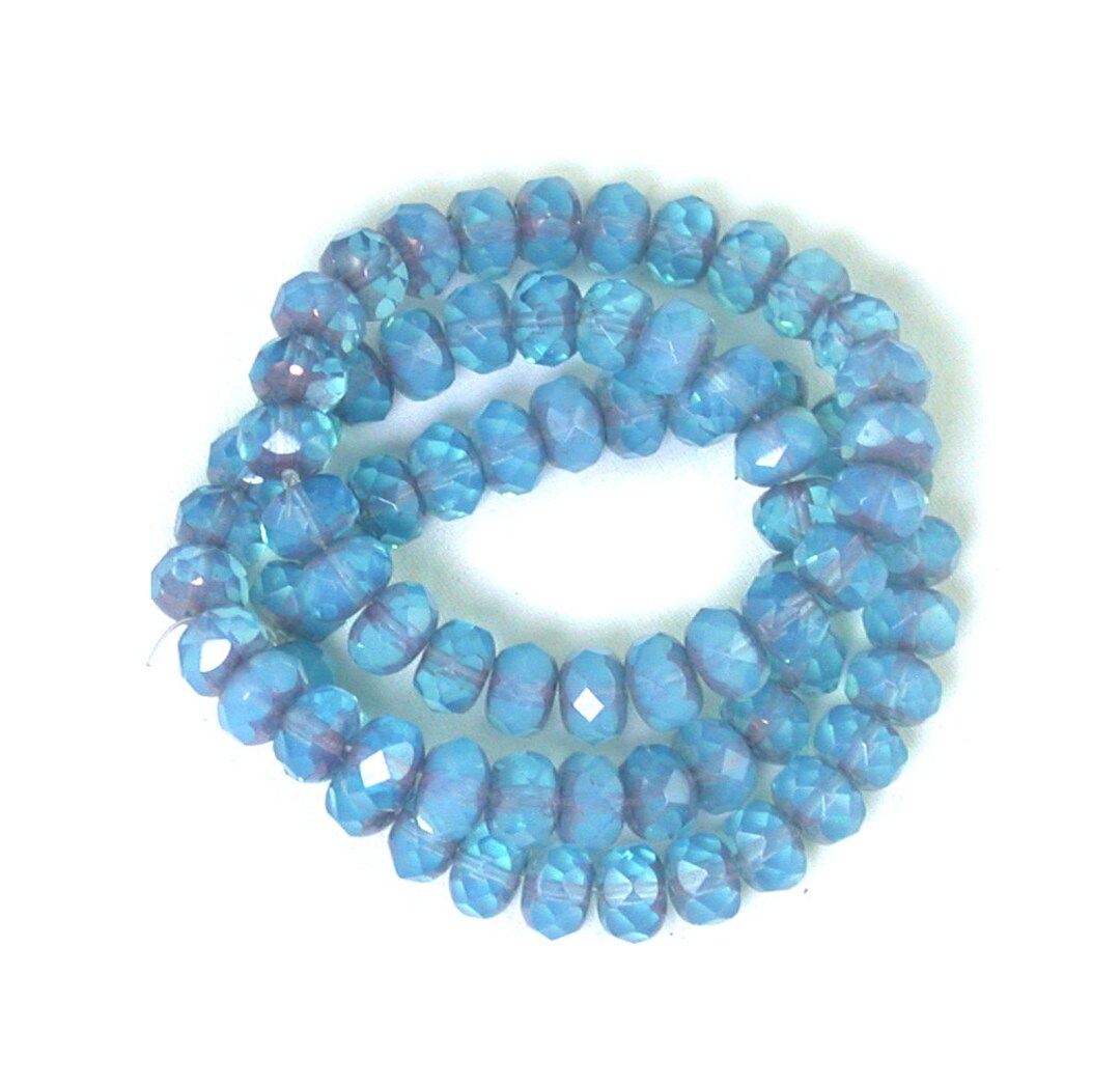 Cerulean Blue Opaline W/ Light Purple Bronze Finish 6 X 9mm Rondelles ...
