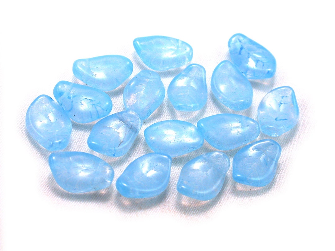 Sky Blue Opaline W/ Coating Vintage 9 X 15mm Curved Leaves. Set of 12 ...