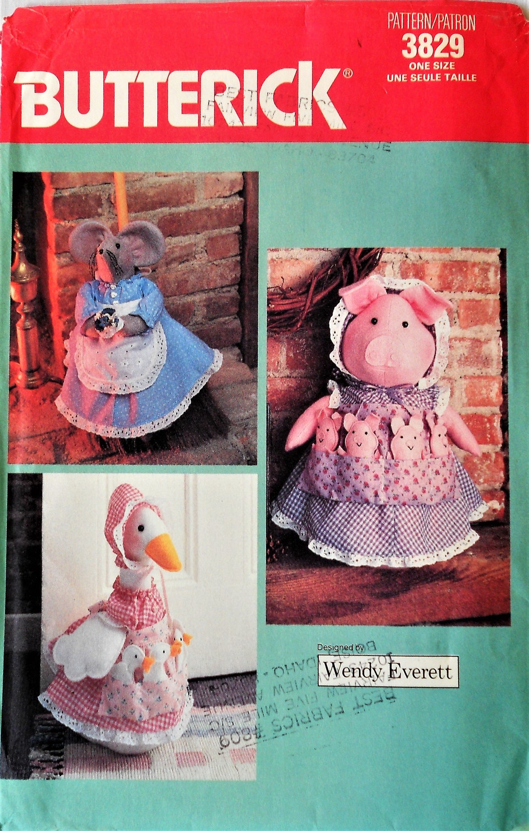 Butterick 3829. Door Stopper Pattern. Stuffed Animal Doorstop Pattern ...