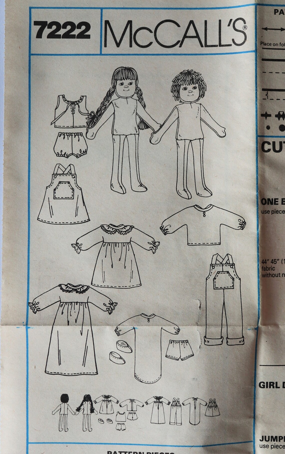 Mccall's 7222. Rag Doll Pattern. Vintage 1980 Boy and Girl Rag Doll ...