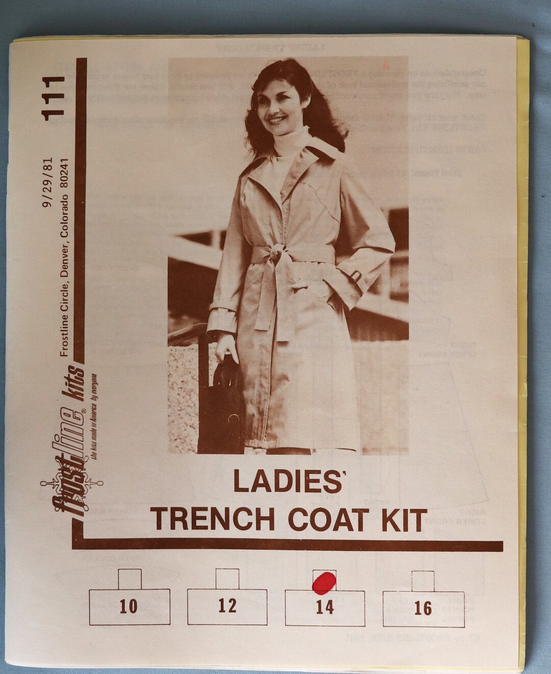 Frostline 111 Ladies Trench Coat Kit. Frostline Trench Coat With Goose ...