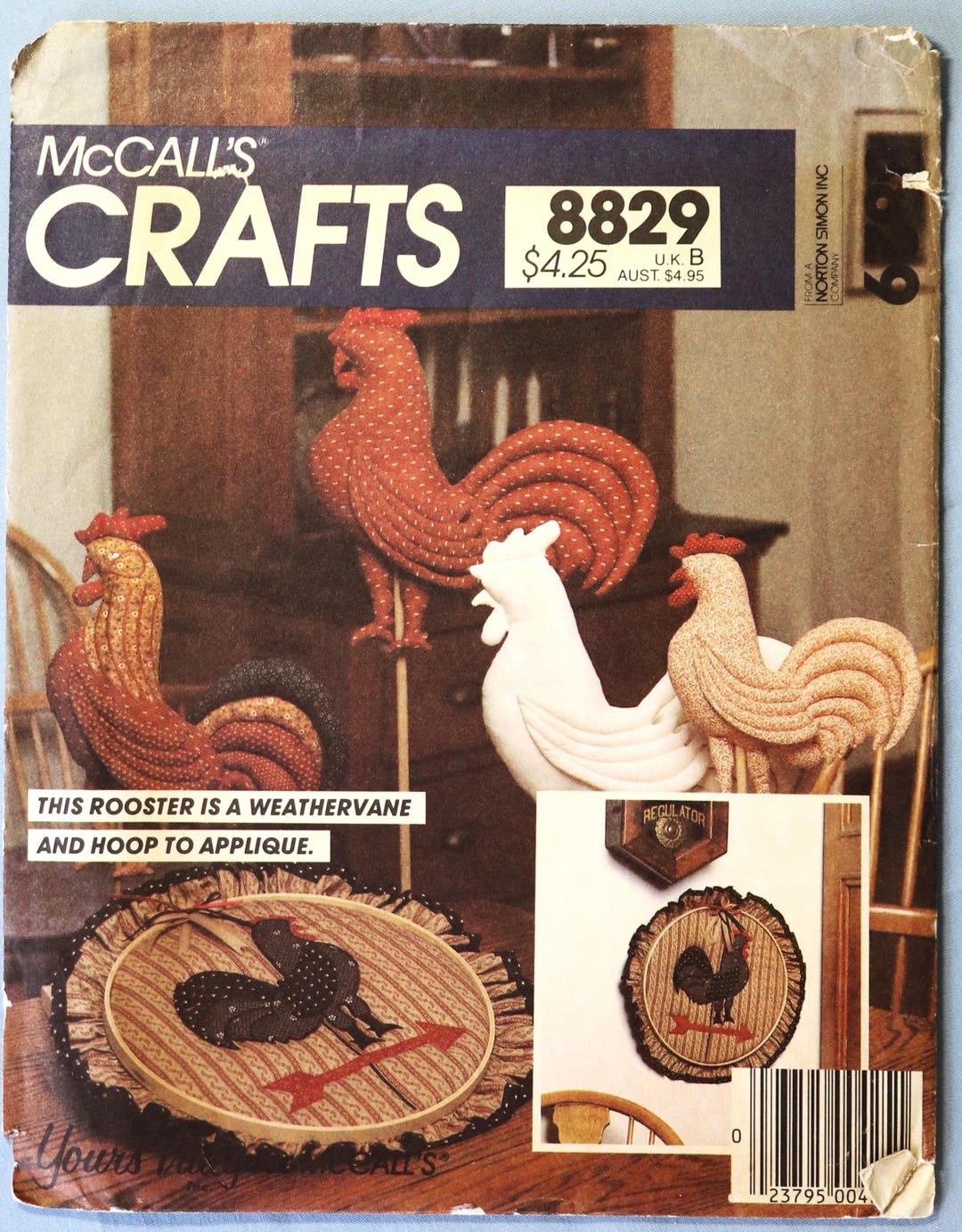 Mccall's 8829. Rooster Decor Pattern. Vintage 1983 Stuffed Fabric ...