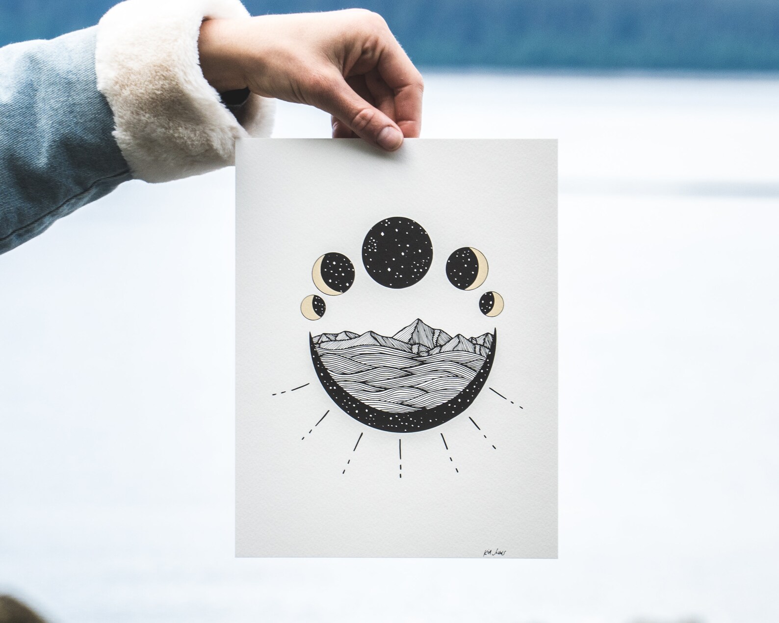 New Moon Print Moon Cycles Print New Moon Illustration Moon | Etsy