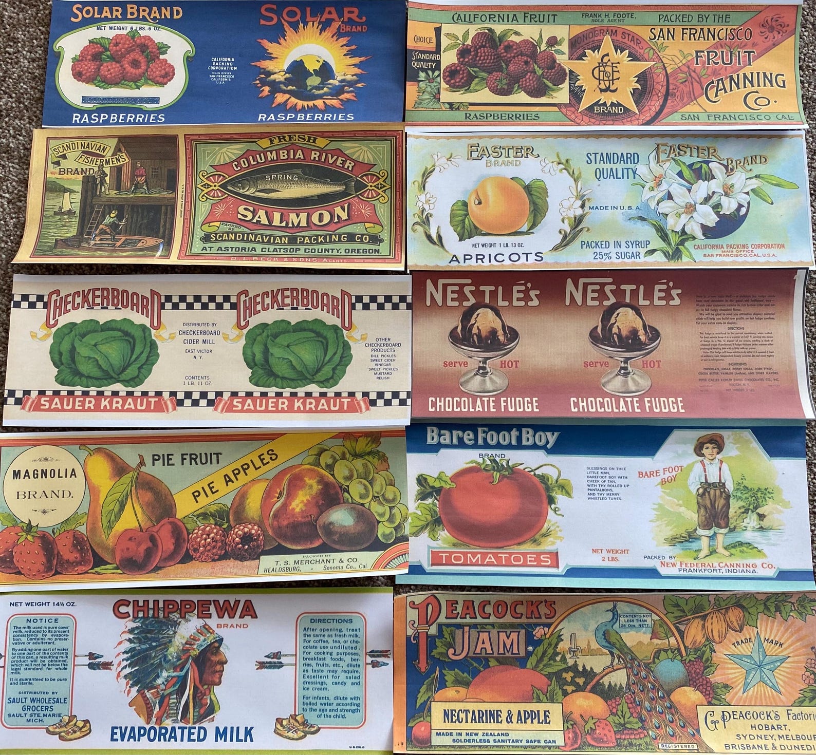 Vintage American Fruit Can Labels Canned Food Prints Tin Cans Wraps ...