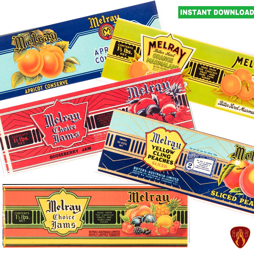 Vintage Australian Fruit Can Labels Canned Fruits Printable Food Labels ...