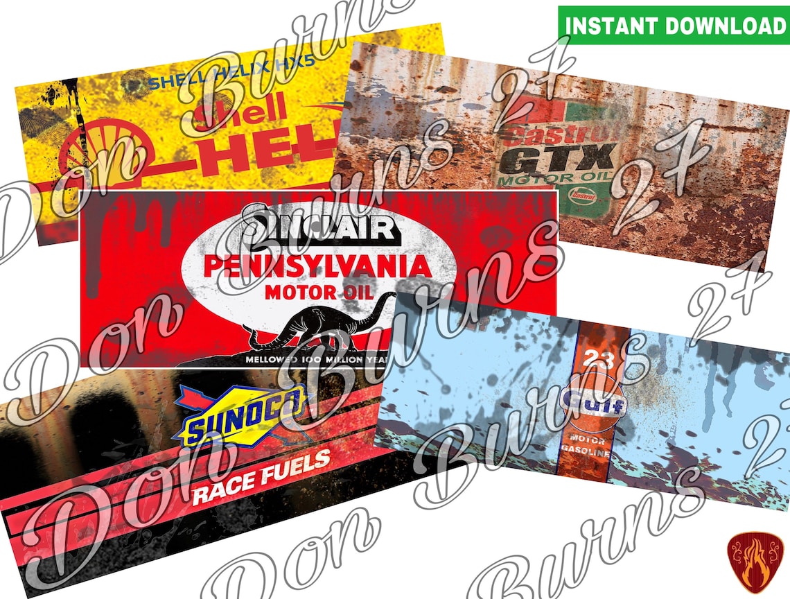 Printable Vintage Motor Oil Can Labels Set of 5 Instant Download Tin ...