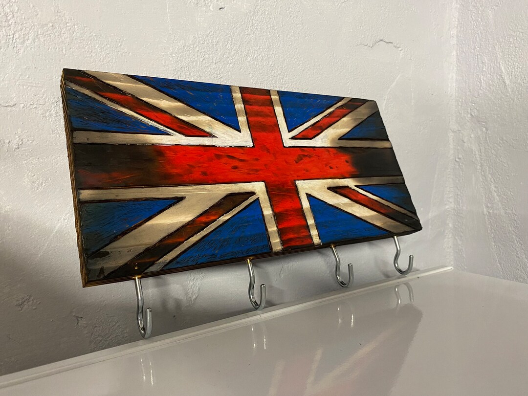 British Key Hook Home Decor Union Jack Flag Wall Art With Key Hooks UK ...