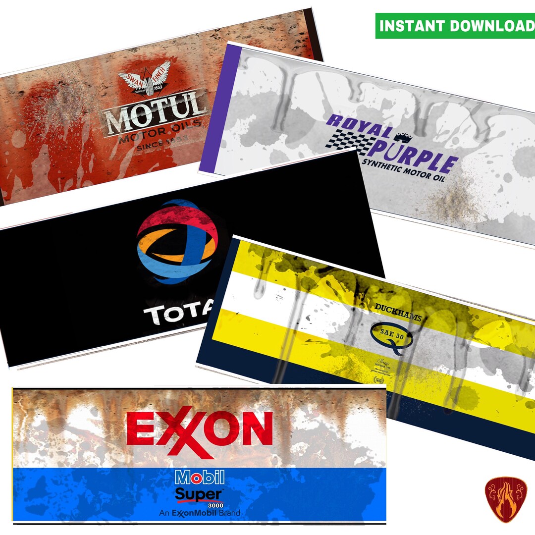 Printable Motor Oil Can Labels Set of 5 Instant Download Tin Can Label ...