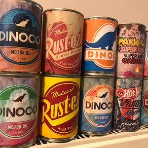 Dinoco Cars Oil Labels Rusty Oil Tin Can Race Party Themed Prints ...
