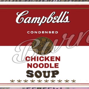 Campbells Soup Tin Can Labels Set of 5 Printable Digital Red Soup Tin ...