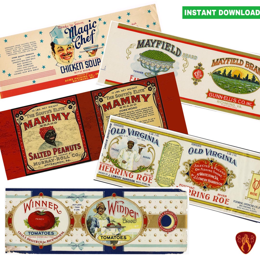 Southern USA Food Labels for Tin Cans Plantation Food Prints Historical ...
