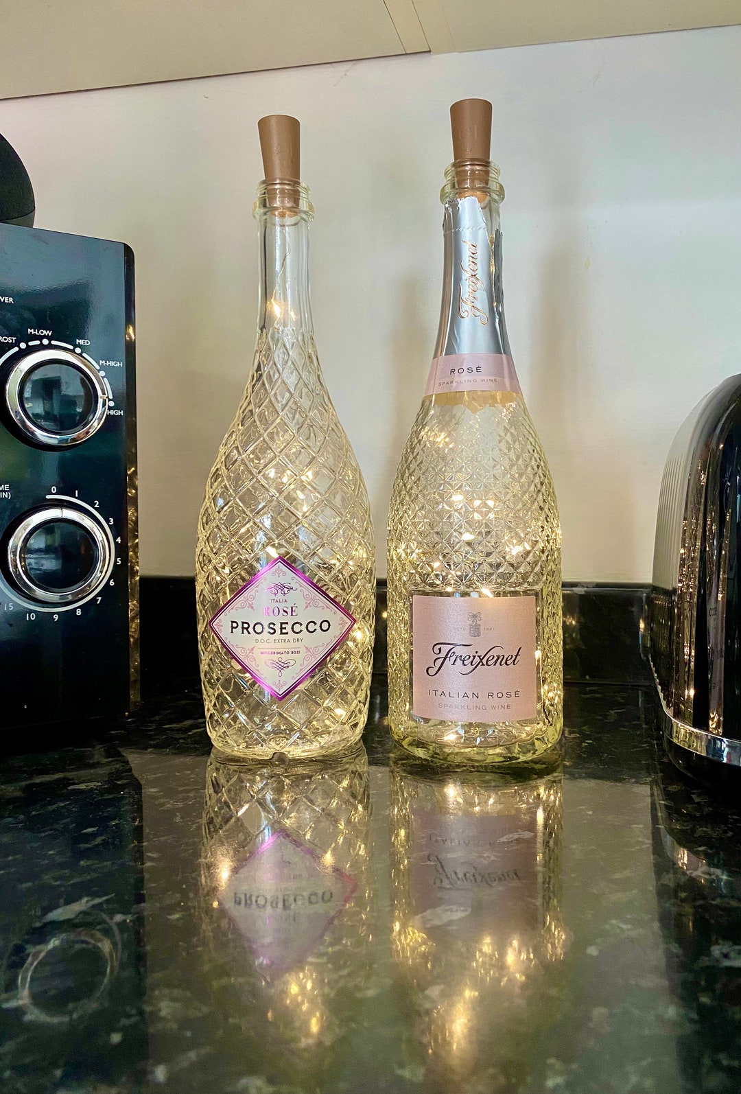 Prosecco Bottle With White Lights Empty Sparkling Wine Bottle Light up ...