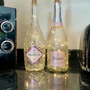 Prosecco Bottle With White Lights Empty Sparkling Wine Bottle Light up ...