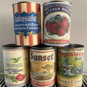 Vintage Fruit and Veg Can Labels Food Tin Cans Vegetable Prints Kitchen ...