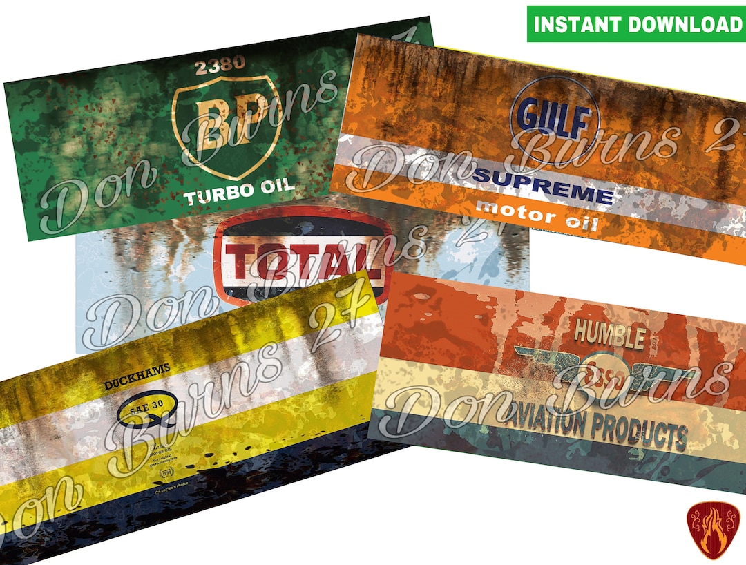 Rustic Motor Oil Labels Printable Instant Download Tin Can Label Prints ...