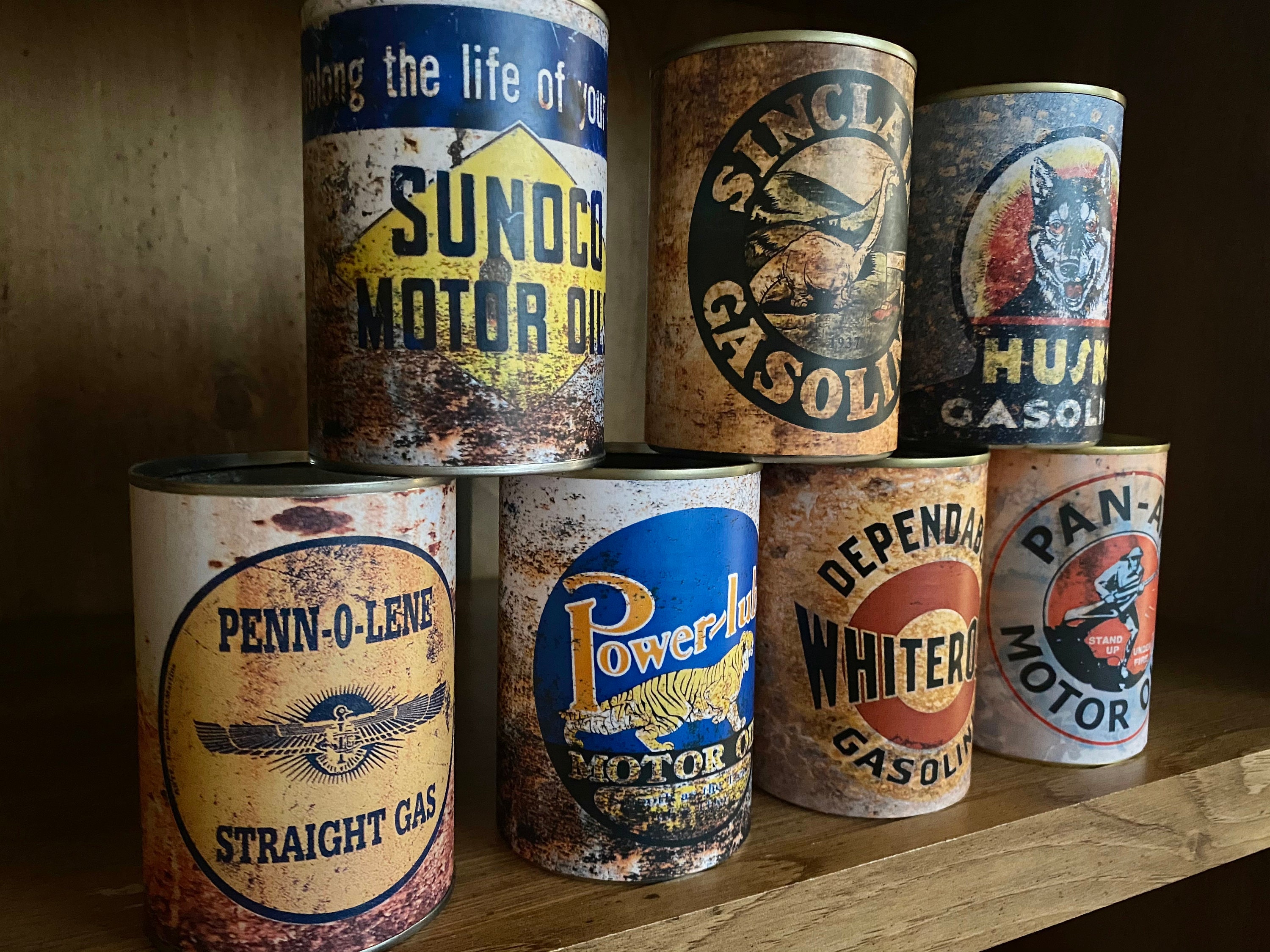 Vintage Motor Oil Can Labels Set of 5 Printable Digital Prints Instant ...