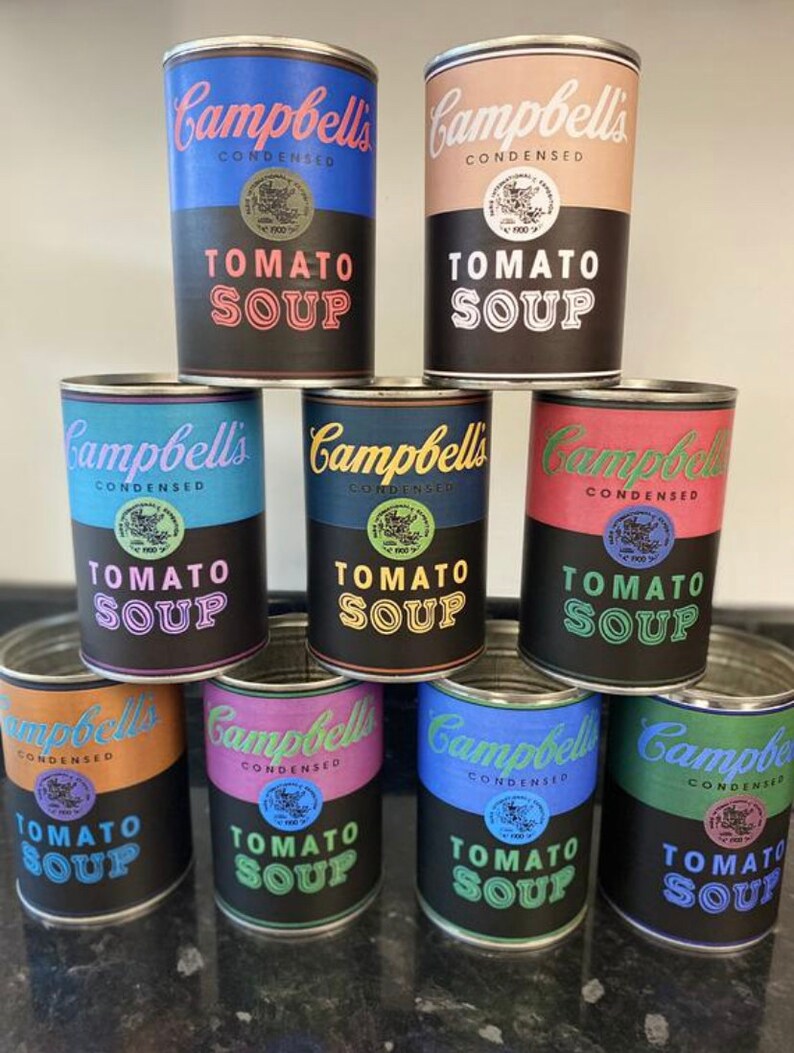 Campbells Soup Can Dark Labels Set of 5 Printable Digital Red - Etsy UK