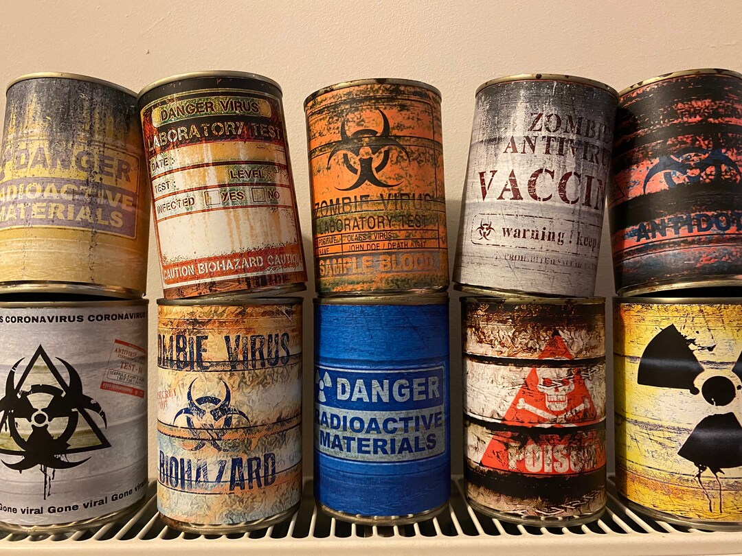 Toxic Hazard Waste Drum Printable Labels Instant Download Tin Can Label ...