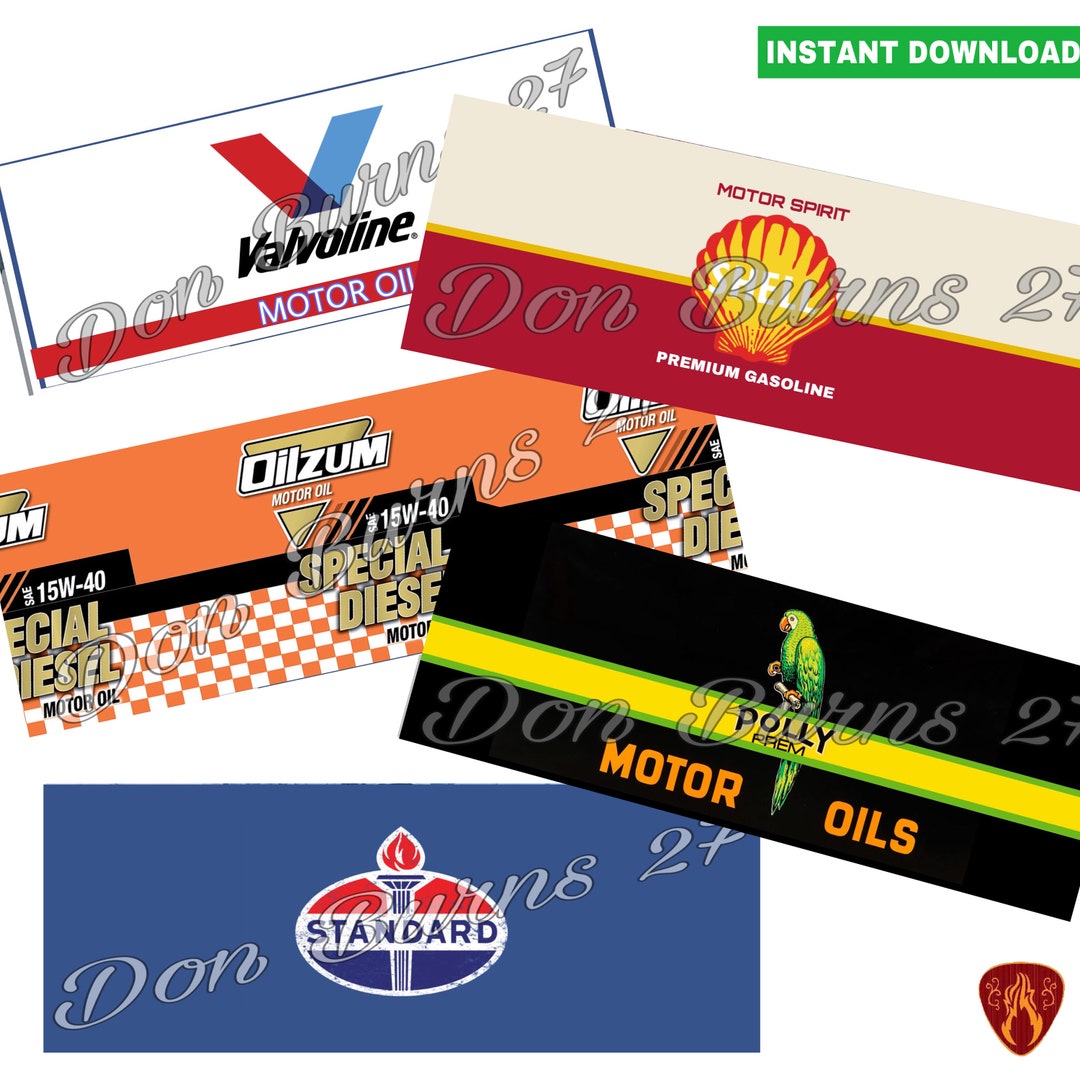 Motor Oil Labels Printable Instant Download Tin Can Label Prints for ...