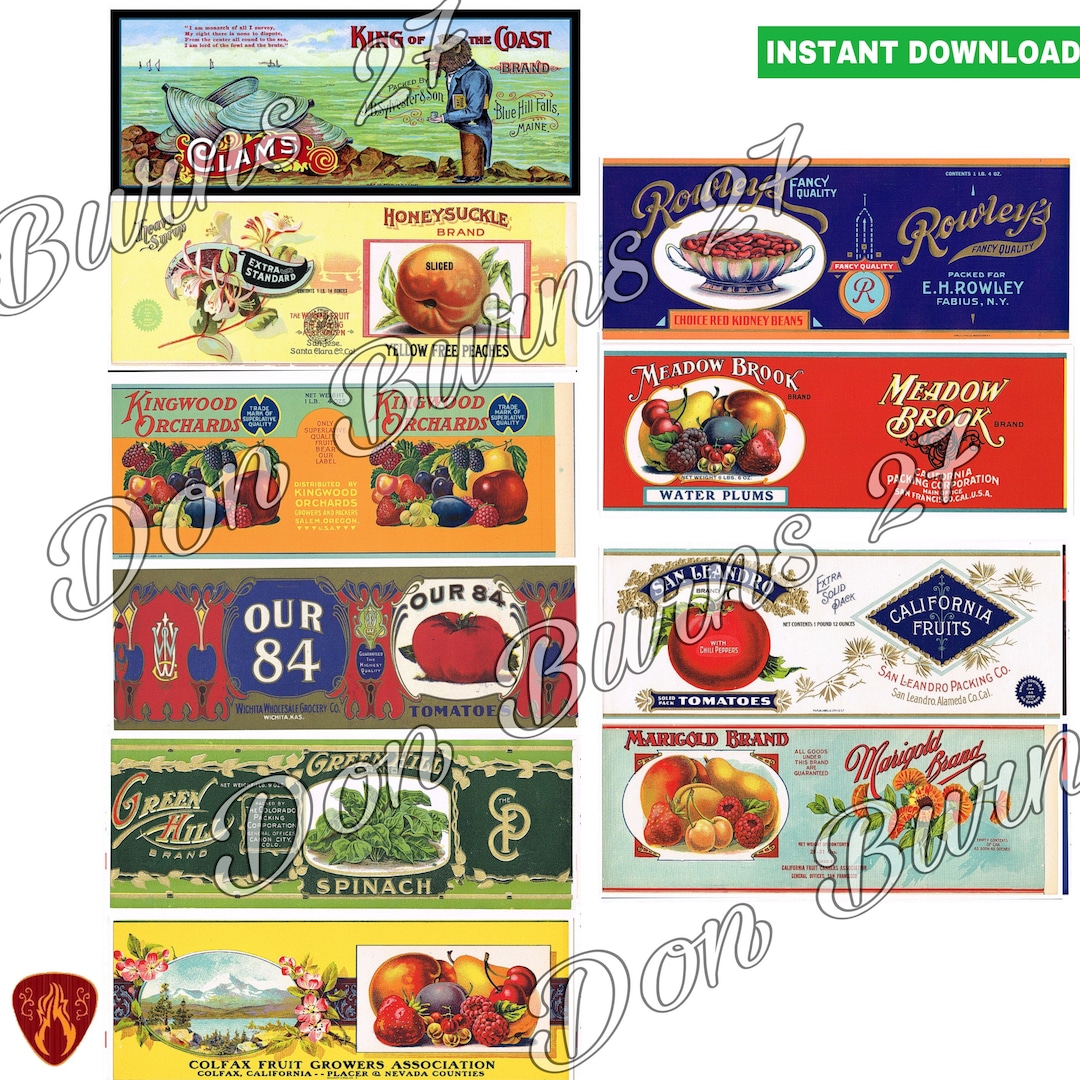 10 Printable Food Labels for Cans Fruit and Vegetable Labels Canned ...