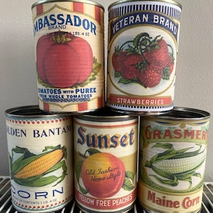 Vintage Fruit and Veg Can Labels Food Tin Cans Vegetable Prints Kitchen ...