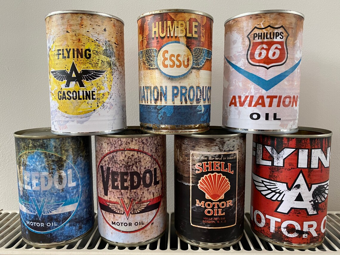 Vintage Motor Oil Can Labels Set of 5 Printable Rusty Can - Etsy