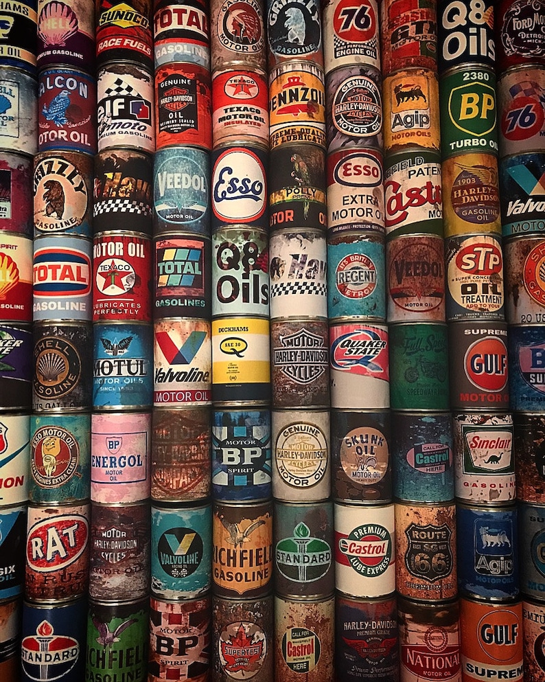 Printable Motor Oil Can Labels Set of 5 Instant Download Tin Can Label ...