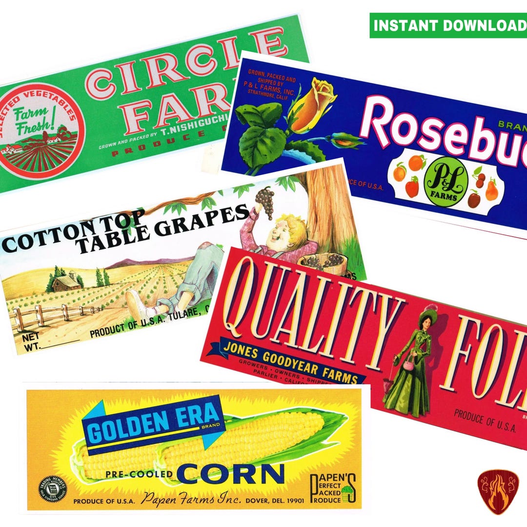 Vintage Farm Labels for Cans Food Tin Cans Kitchen Decor Cutlery Pots ...